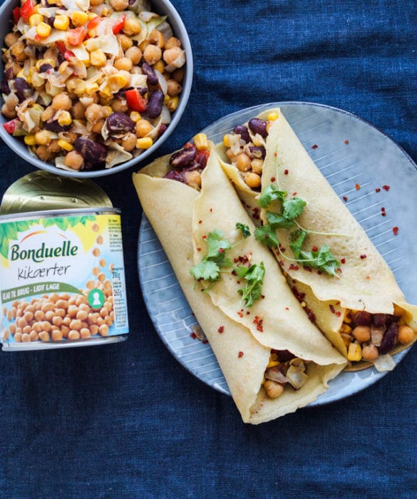 Mexicanske pandekager med bønnefyld - vegetarisk hverdagsmad - Stinna