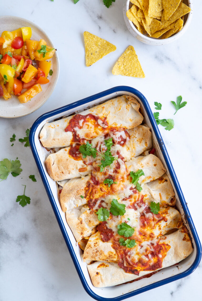 Vegetar enchiladas | opskrift på lækker vegetarret med bønner og ost